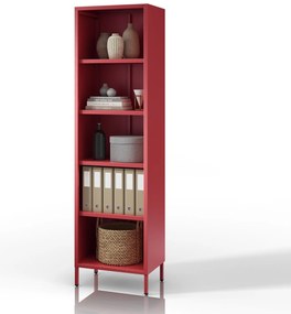 Regál plytký otevřený na knihy na nožičkách červený, 500x1800x350 mm: MARIO Modern