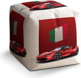 Sablio Taburet Cube Ferrari Italská vlajka na červeném bloku - 60x60x60 cm