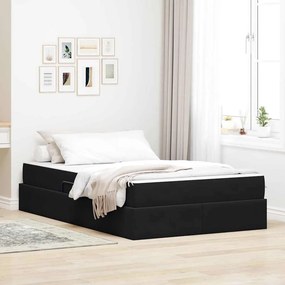 Postel s úložným prostorem a matrací Černá 120 x 200 cm samet 3399714