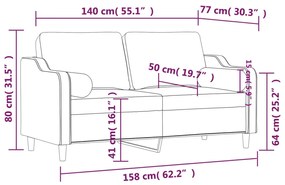 2místná pohovka s polštáři tmavě šedá 140 cm textil - Default Title