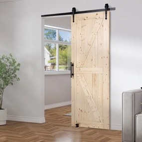 Sada dřevěných posuvných dveří a kování hladce 76,2 × 213,4 cm