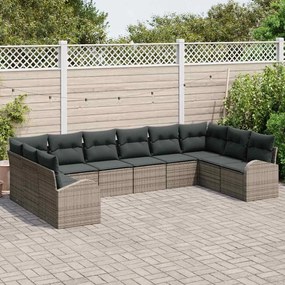 Set pohovek 10 ks Šedá [Syntetický]: Polyratan 3346219