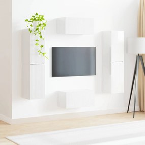 Sestava TV skříněk 6 ks Vysoce lesklá bílá Kompozitní dřevo 3409127