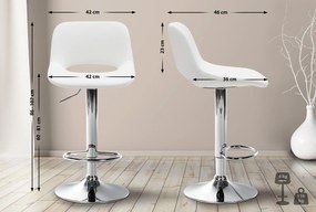 Barová židle Camden umělá kůže chromovaná konstrukce – bílá