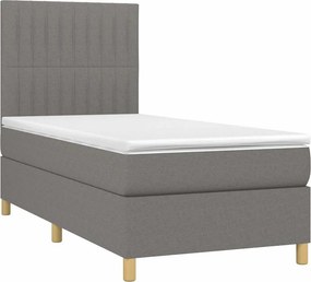 Box spring postel s matrací a LED tmavě šedá 90x190 cm textil 3135558