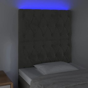 Čelo postele s LED tmavě šedé 80x7x118/128 cm samet 3122791