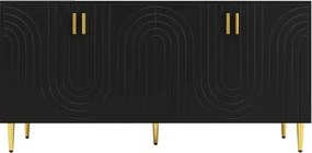 Aosom Černá komoda s unikátním vlnitým designem, 152×40×75 cm, černá