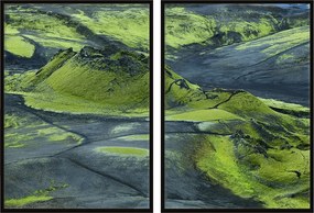 Obraz Plakáty V Rámu 53x73 cm Diptych Sada 2 obrazů Hory Island P757