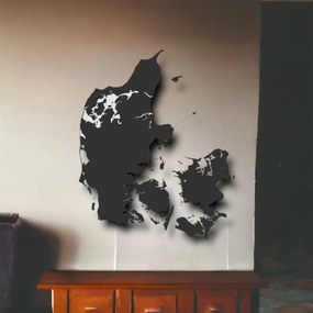 Mapa Dánsko - kovový obraz na zeď Velikost: 125cm
