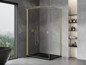 Mexen Mist-B, 1-křídlý ​​výklopný sprchový kout 80 x 100 cm, čiré sklo, zlatý matný profil, 8A2T-080-100-55-00