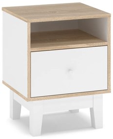Casarredo Noční stolek 1D PATRICIA (SET 2ks) bílá/dub sonoma