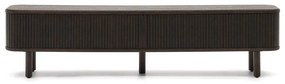 Tmavě hnědý TV stolek v dekoru jasanu 200x50 cm Mailen – Kave Home