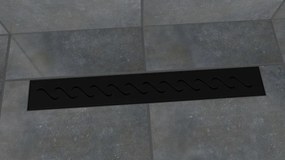 W-DRAINWELL 60 Black Odtokový podlahový žlab, vlnky
