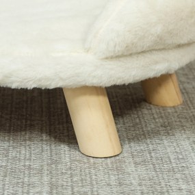 PawHut Útulná pohovka pro domácí mazlíčky Zvýšený design pohovka pro psy a kočky flanelová krémová 47x40x20cm s dřevěnými nožkami pro domácí mazlíčky…