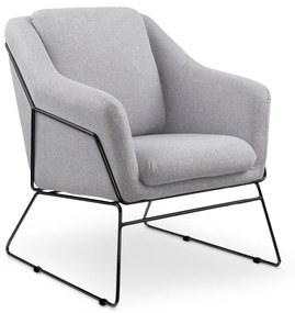 Designové křeslo SOFT 2 — kov, látka, černá / šedá