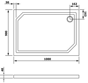 GELCO - SARA sprchová vanička z litého mramoru, obdélník 100x90x4cm, hladká, HS10090
