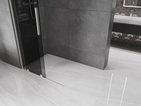 Mexen Velar, sprchová zástěna s posuvnými dveřmi Walk-in 90 x 200 cm, 8mm šedé sklo, broušená ocel, 871-090-000-43-97
