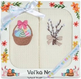 Praktik Dárková sada utěrek Kiara Velikonoce Košík a větvičky 50x70 cm, 2 ks