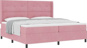 Postel s boxspringem s čelo Růžová 200 x 200 cm samet 3342031
