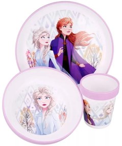 Sada plastového nádobí Ledové království - Frozen s kelímkem a protiskluzem - 3 díly