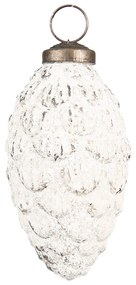 Bílá antik skleněná ozdoba šiška - Ø 5*10 cm