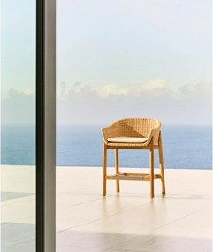 Polstrovaná/ratanová zahradní barová židle v přírodní barvě Galea – Kave Home