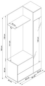Předsíňová stěna Green - sonoma