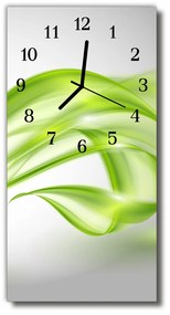 Skleněné hodiny vertikální Umělecké abstraktní zelené čáry