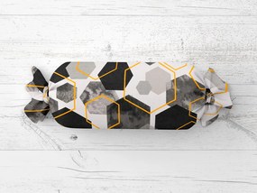 Biante Polštář válec bonbon Sandra SA-482 Šedo-černé mramorové hexagony 15x100 cm