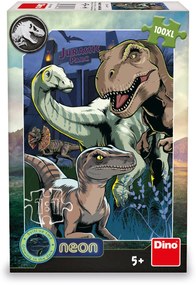 DINO Puzzle XL Jurský Svět 100 dílků neon skládačka 33x47cm svítí ve tmě dn394209