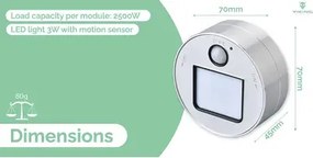 Viking zásuvkový modul A20 černá / LED světlo s pohybovým senzorem / 3
