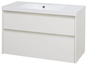 Mereo Mereo, Opto, koupelnová skříňka s umyvadlem z litého mramoru 101 cm, bílá, dub, bílá/dub, černá, CN912M