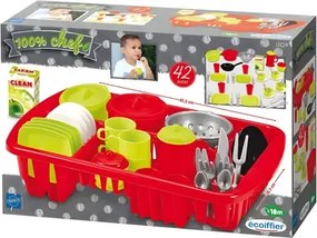 ECOIFFIER Sada dětského nádobí s odkapávačem / 42 ks / plast / od 18 m