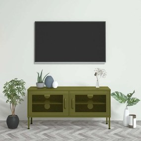 vidaXL TV skříňka 105 x 35 x 50 cm ocel [336238] Barva: Olivově zelená