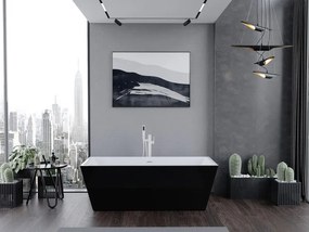 Mexen Lita, volně stojící vana 170 x 75 cm, bílá-černá, bílý přepad, 52121707575-20
