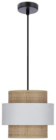 Závěsné svítidlo s ratanovým stínidlem v bílo-přírodní barvě ø 20 cm Rattan – Candellux Lighting