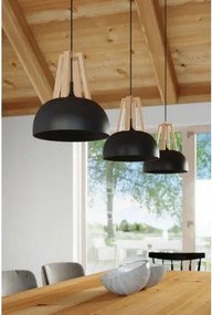 Lustr SOLLUX Casco E27 1x60W bez zdroje SL.0390 přírodní dřevo a ocel černá