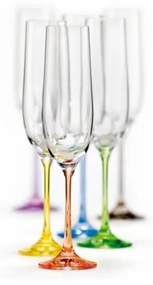 Crystalex - Bohemia Crystal Sklenice na šampaňské Viola Rainbow 190 ml, 6 ks (mix barev)