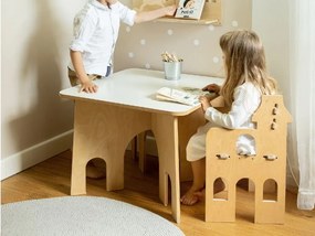 Myminihome Dětský stůl RONDO + dětská židle se skluzavkou Zvolte barvu: Bílá, Zvolte variantu: S jednou židlí