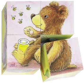 Goki Dřevěné kostky Mláďata 4 ks