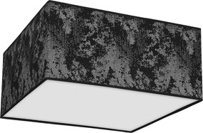 Stropní svítidlo Satino Square, 1x černé/stříbrné textilní stínítko, (bílé plexisklo), (40 cm)