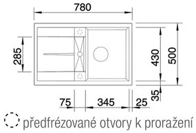 Blanco Metra 45 S  Granitový dřez s odkapem oboustranné provedení, 78x50cm, tartufo 517346