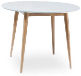 SIGNAL Jídelní stůl - LARSON, 90x90, matná bílá/bělený dub