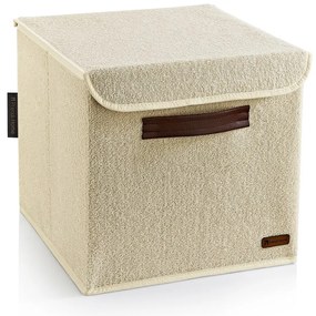 Béžový látkový úložný box s víkem 30x30x30 cm – Mioli Decor
