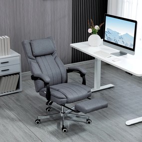 Kancelářská židle Vinsetto s 5 masážními režimy ergonomická kancelářská židle s funkcí polohování výškově nastavitelná podnožka vzhled lnu šedá