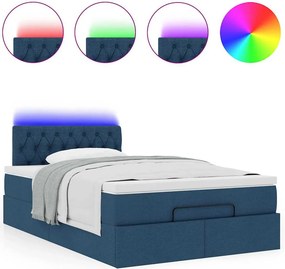 Osmanská postel s matrací &amp; LED modrá 120x200 cm látka 3312387