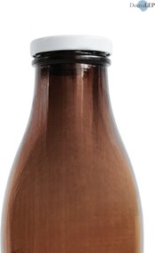 Skleněná láhev na mléko 1 000 ml hnědá s bílým víčkem JOTA