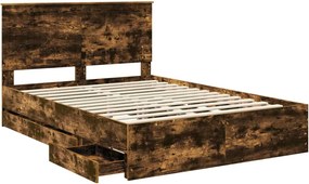 Rám postele s čelo Kouřový dub 135 x 190 cm Inženýrské dřevo 3411128