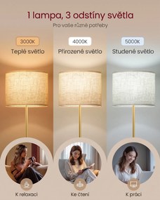 Výškově nastavitelná stojací lampa Vasagle Eupho zlatá/černá