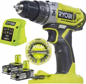 Ryobi aku vrtačka 18V 2x1.5Ah nabíječka sada bitů 22 ks